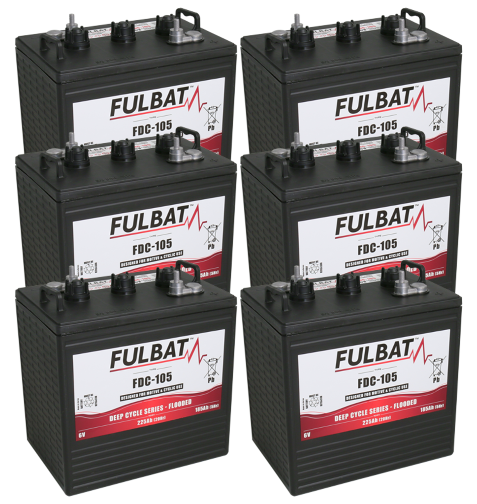 BATTERIE GOLFETTE FULBAT FDC-105 6V 225AH Lot de 6 Batteries - E-Batteries